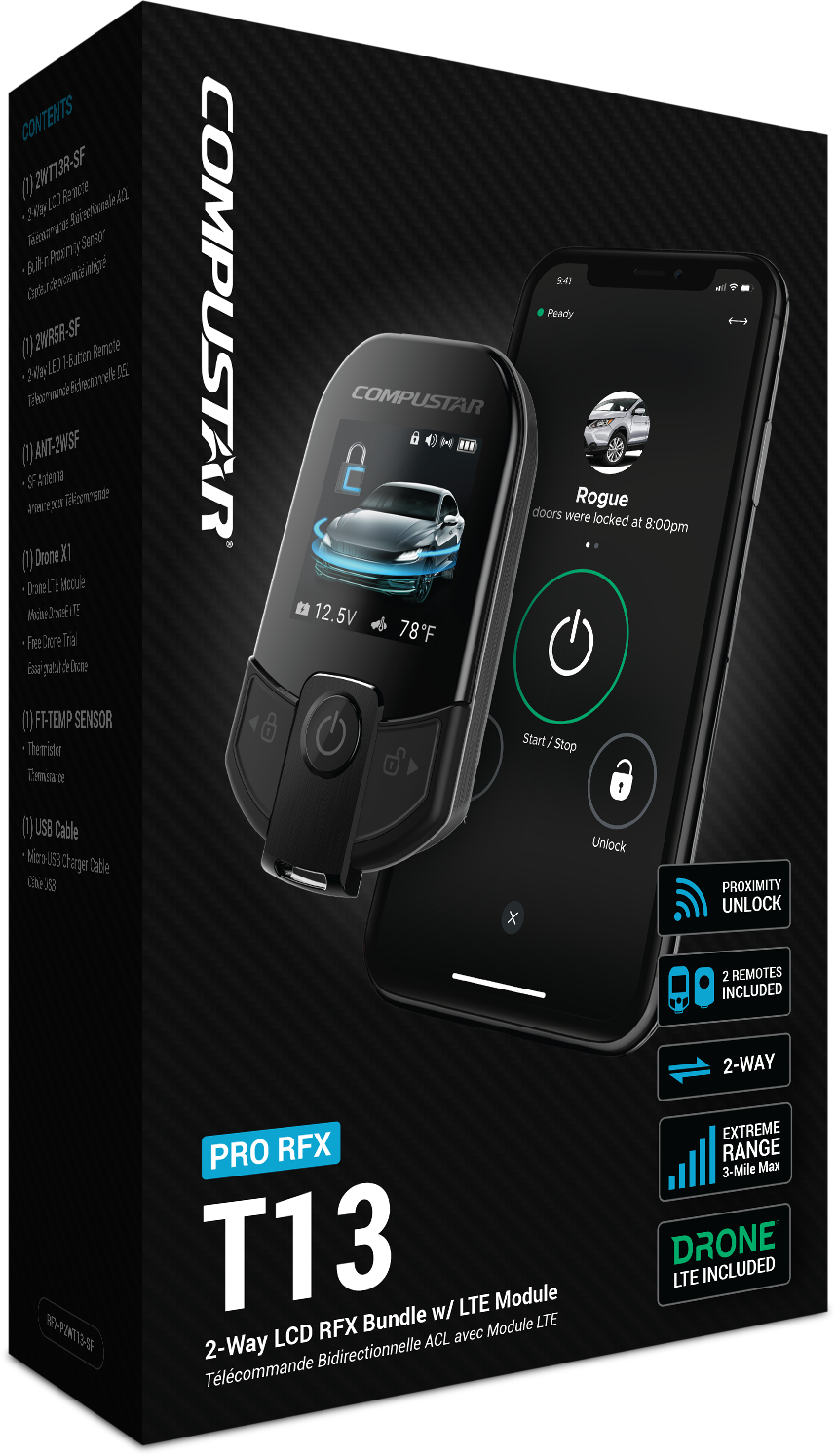 Compustar T13 Remote Kit - 15 000' 2-way LCD & LED – Cobra